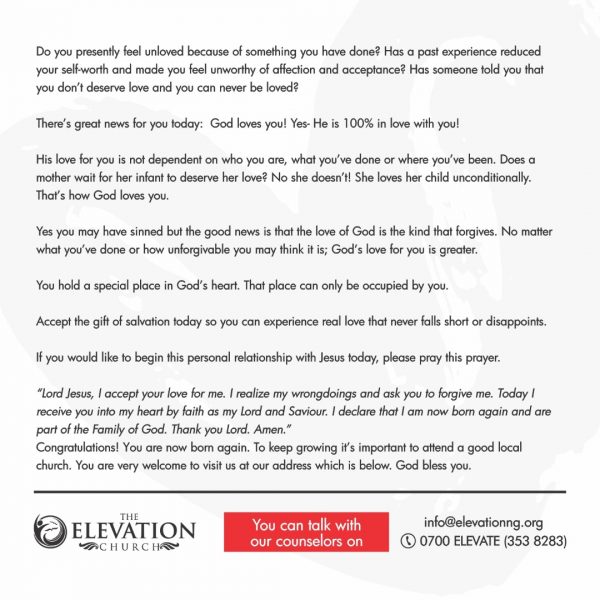 God is 100% in love with you – Missions